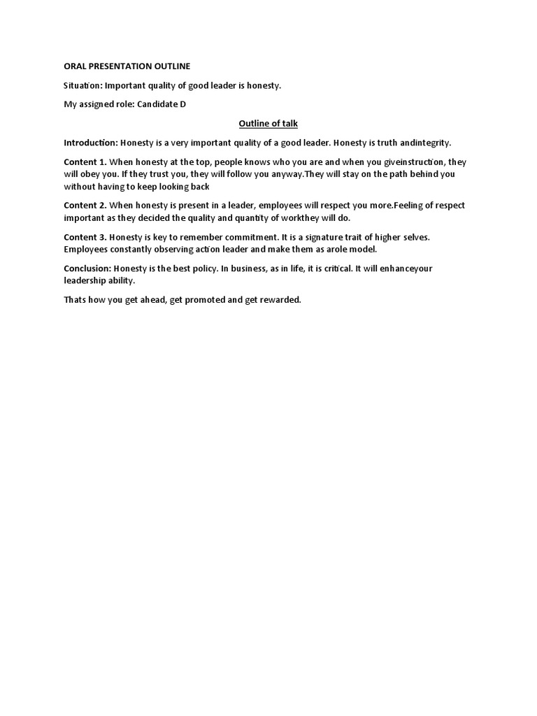 Oral Presentation Outline | PDF