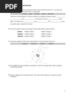 Grade 8 Atomic Structure Worksheet | PDF | Atoms | Proton