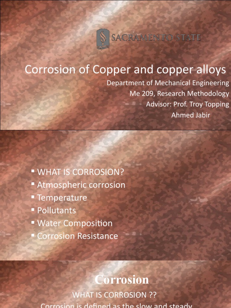 Corrosion of Copper Alloys: Atmospheric Exposure, Temperature ...