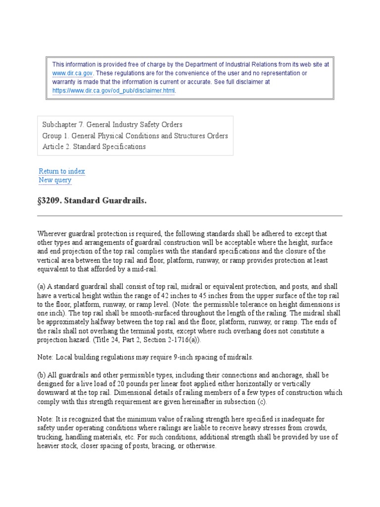 California Code of Regulations Title 8, Section 3209 Industrial Fixed ...