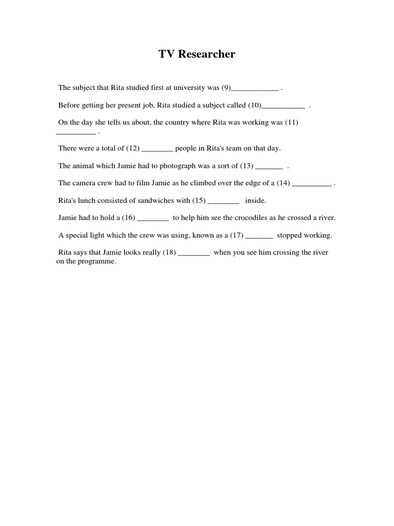 TV Researcher Job Insights and Challenges | PDF | Games & Activities