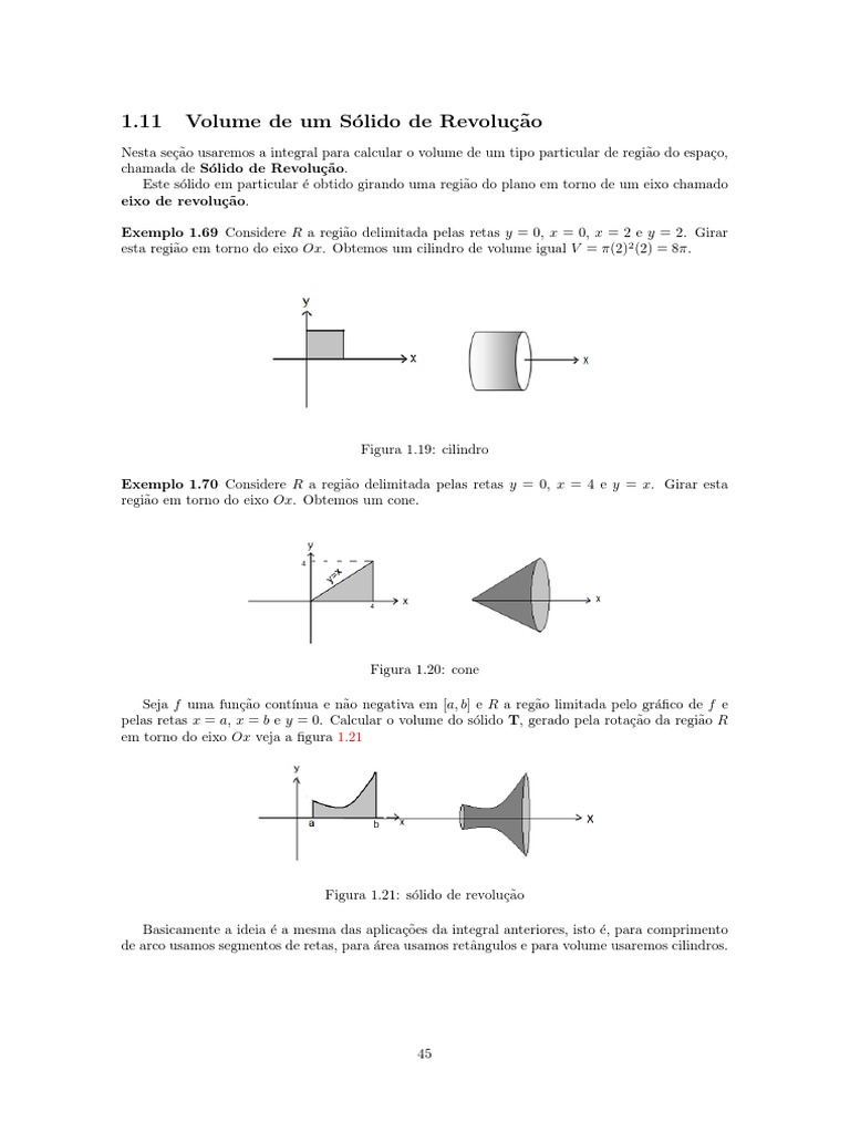 Aula 7 - Calculo de Volumes | PDF | Integrante | Matemática elementar