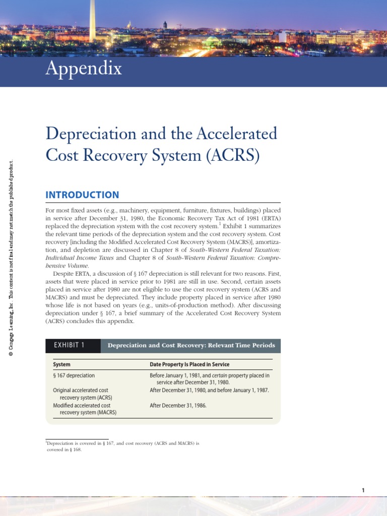 Depreciation and The Accelerated Cost Recovery System (ACRS) | PDF ...