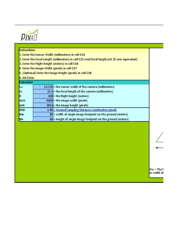 Ground Sampling Distance Calculator: Instructions | PDF