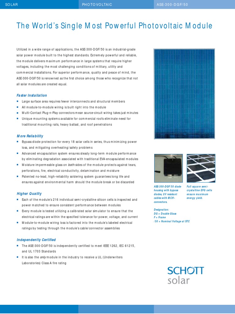 data sheet of ASE-DGF-300W solar PV module | Photovoltaics | Solar Panel