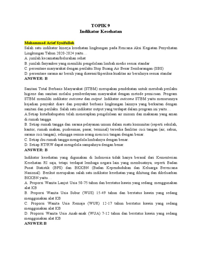 SOAL UAS SPEK - Topik 9 | PDF | Sains & Matematika