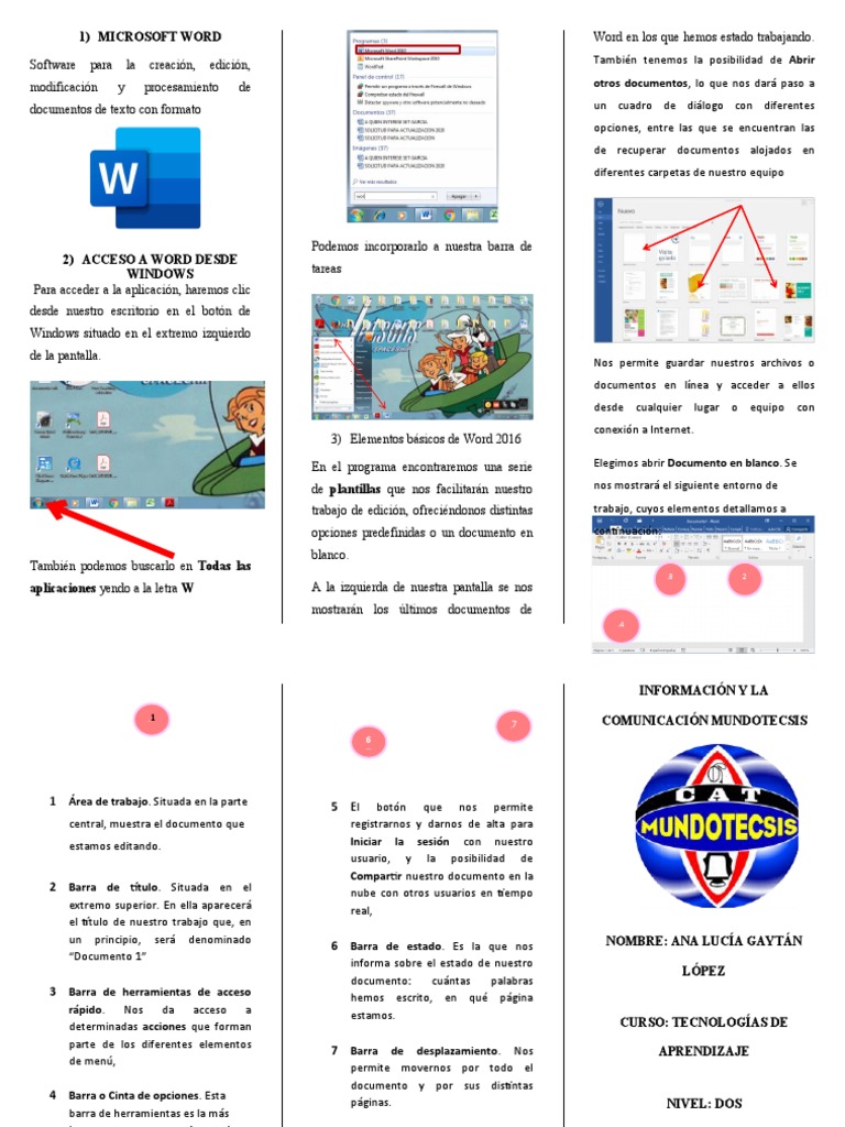 TRÍPTICO | PDF | Microsoft Word | Microsoft Windows