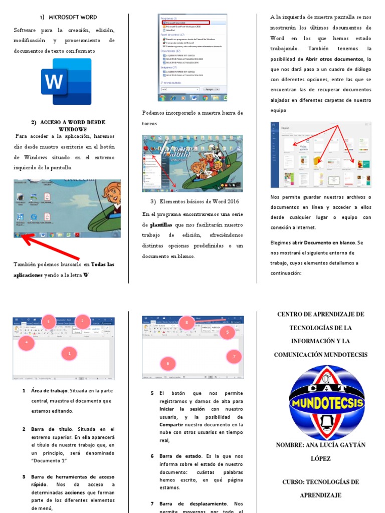 TRÍPTICO | PDF | Microsoft Word | Software de la aplicacion