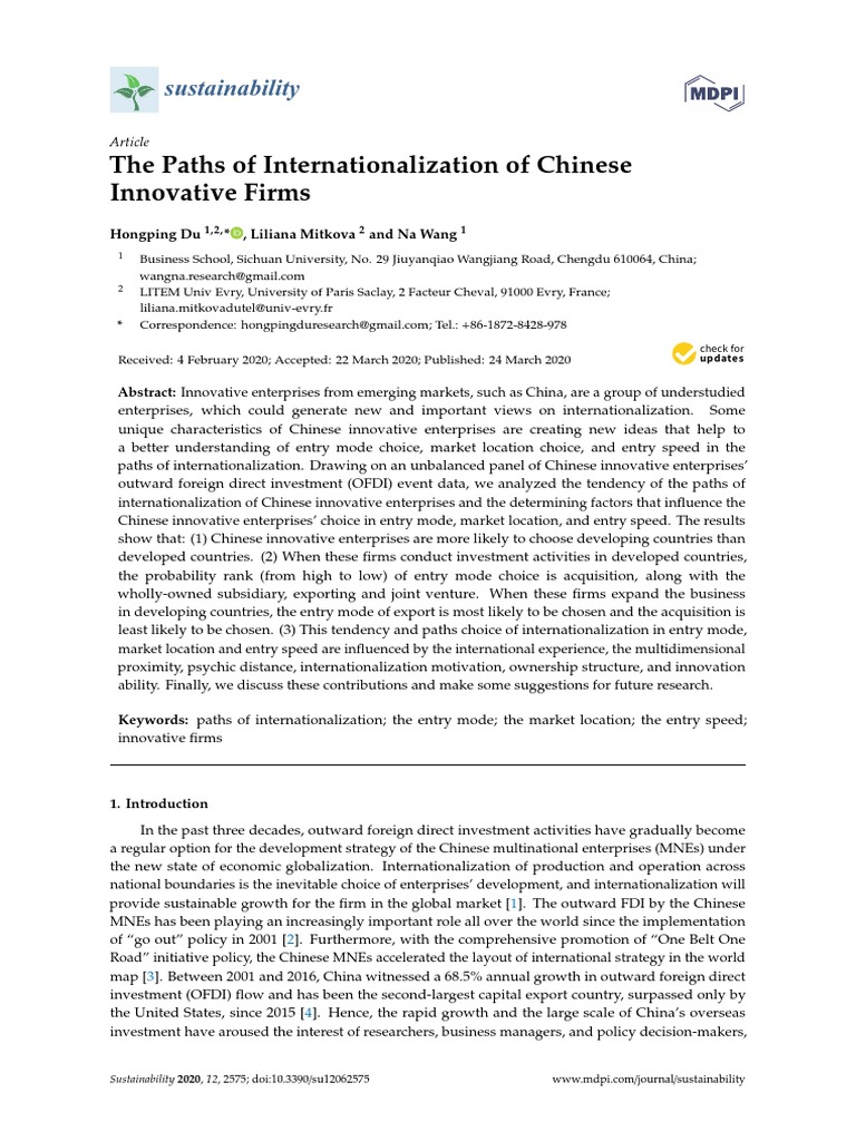 The Paths of Internationalization of Chinese Innovative Firms | PDF ...