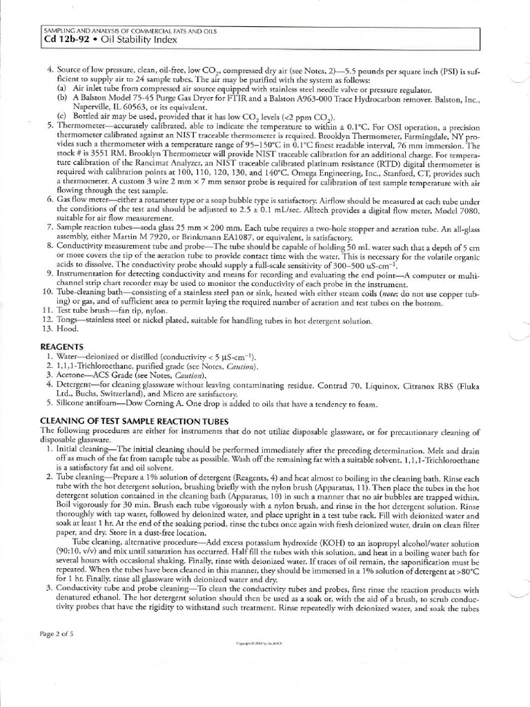 AOCS - CD 12b-92. Oi1 Stabi1 Ity Index (OSI) | PDF