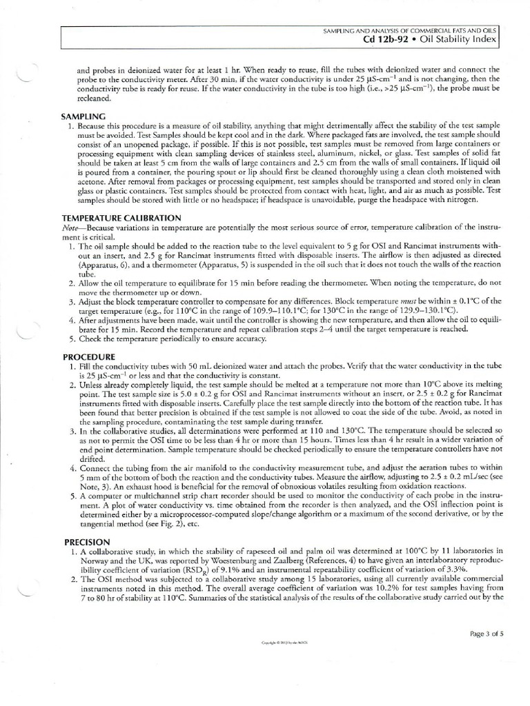 AOCS - CD 12b-92. Oi1 Stabi1 Ity Index (OSI) | PDF