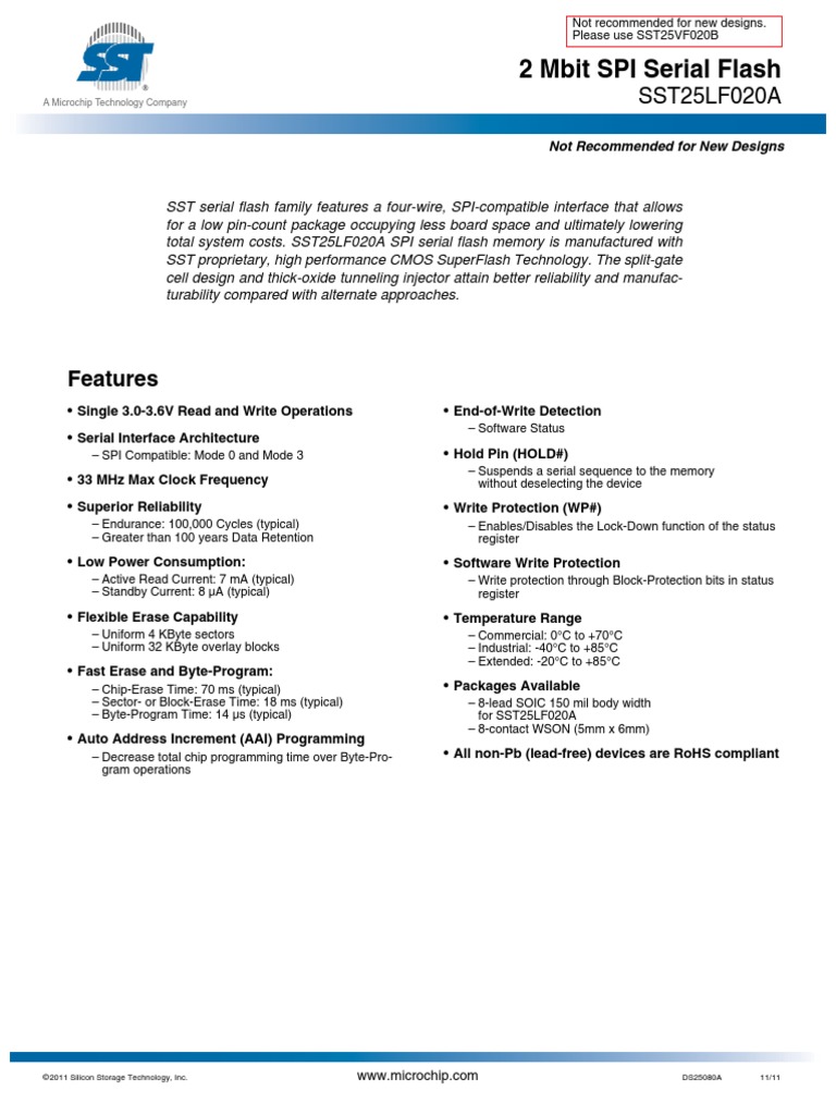 2 Mbit SPI Serial Flash: Features | PDF | Flash Memory | Input/Output