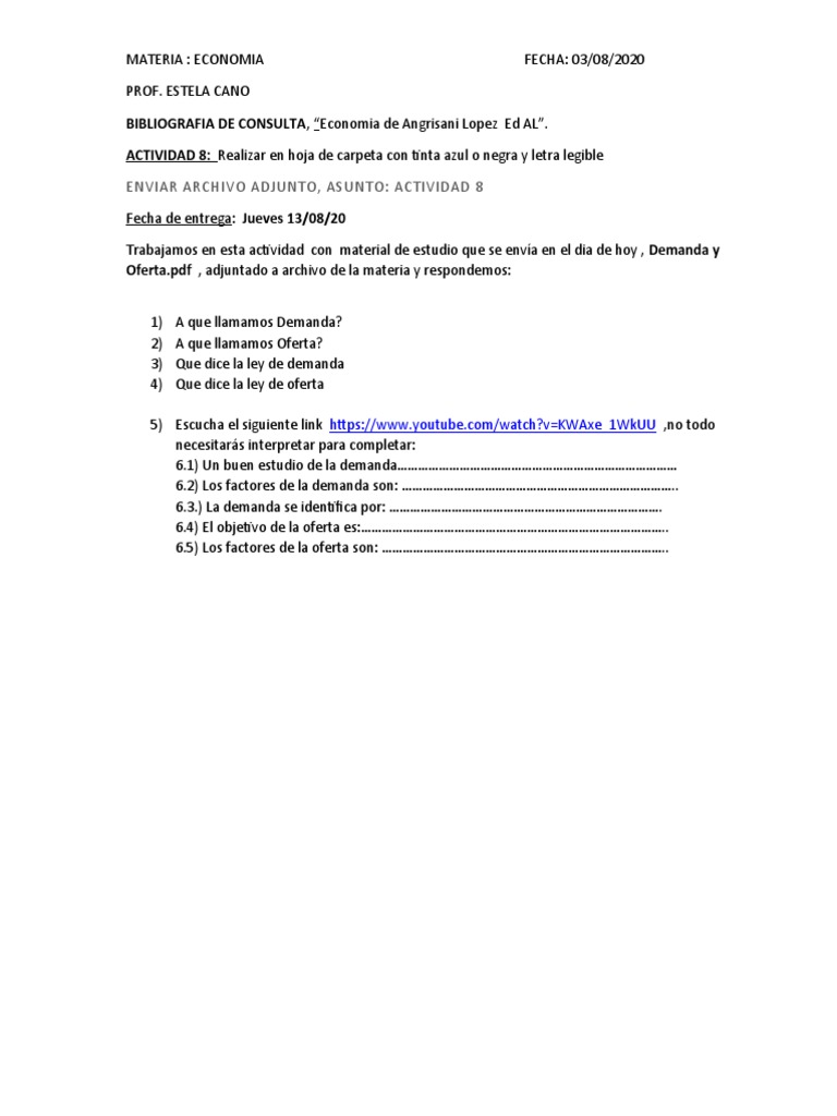 ECONOMIA 3er An o Actividad 8 | PDF