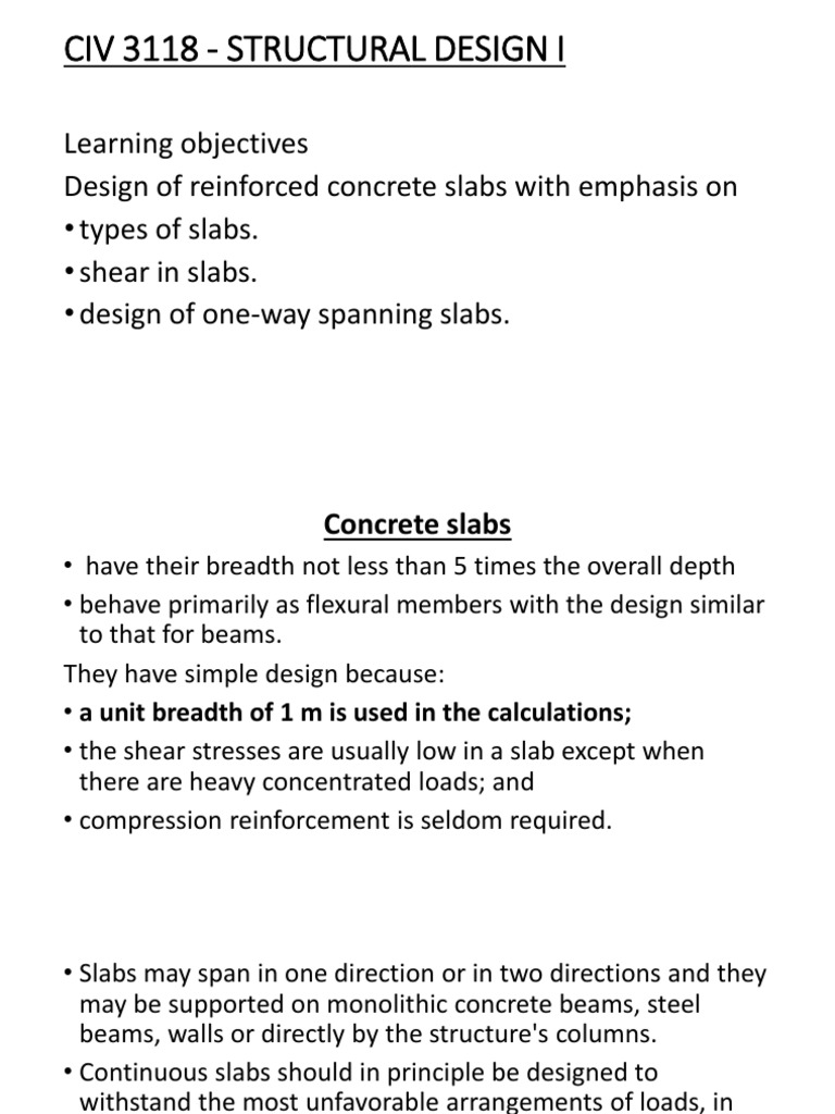 Slab Design | PDF | Beam (Structure) | Bending