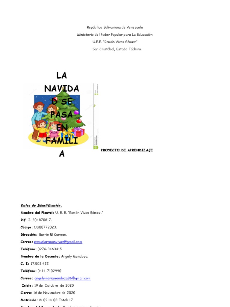 Proyecto 2 La Navidad Se Pasa en Familia | PDF | Familia | Aprendizaje