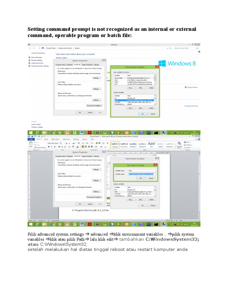 Settin Java JDK Setting Command Prompt Is Not Recognized As An Internal or External Command | PDF