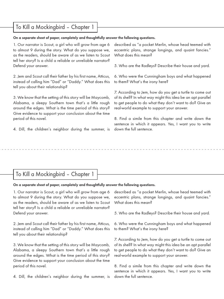 To Kill A Mockingbird - Chapter 1 | PDF | To Kill A Mockingbird