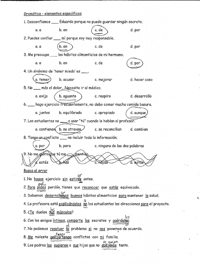 Span 4 - Midterm Review Packet (Answer Key) | PDF