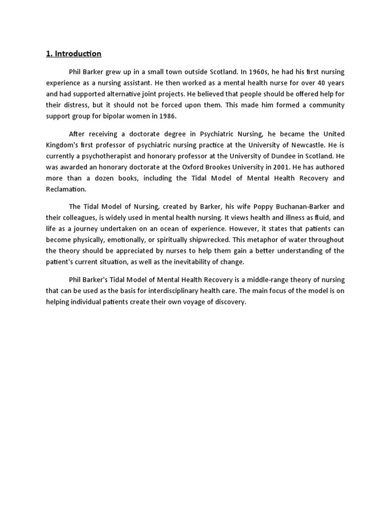Phil Barker - Tidal Model | PDF | Recovery Approach | Psychiatric And ...