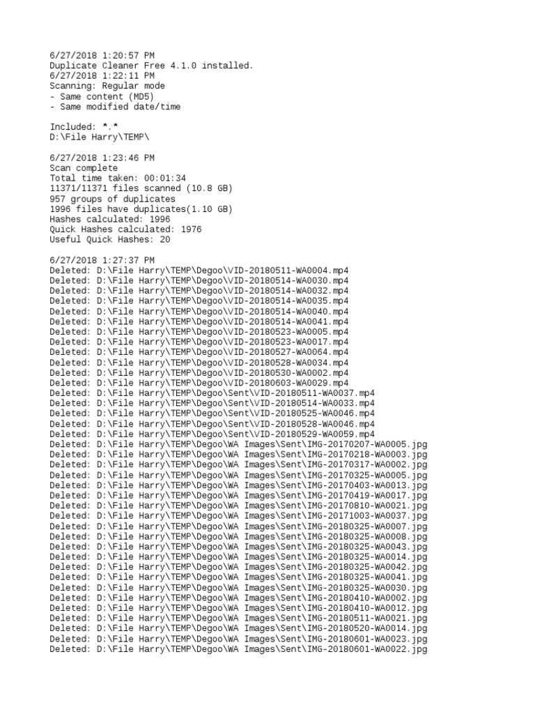 Duplicate Cleaner Log | PDF | Computer Data | Computing