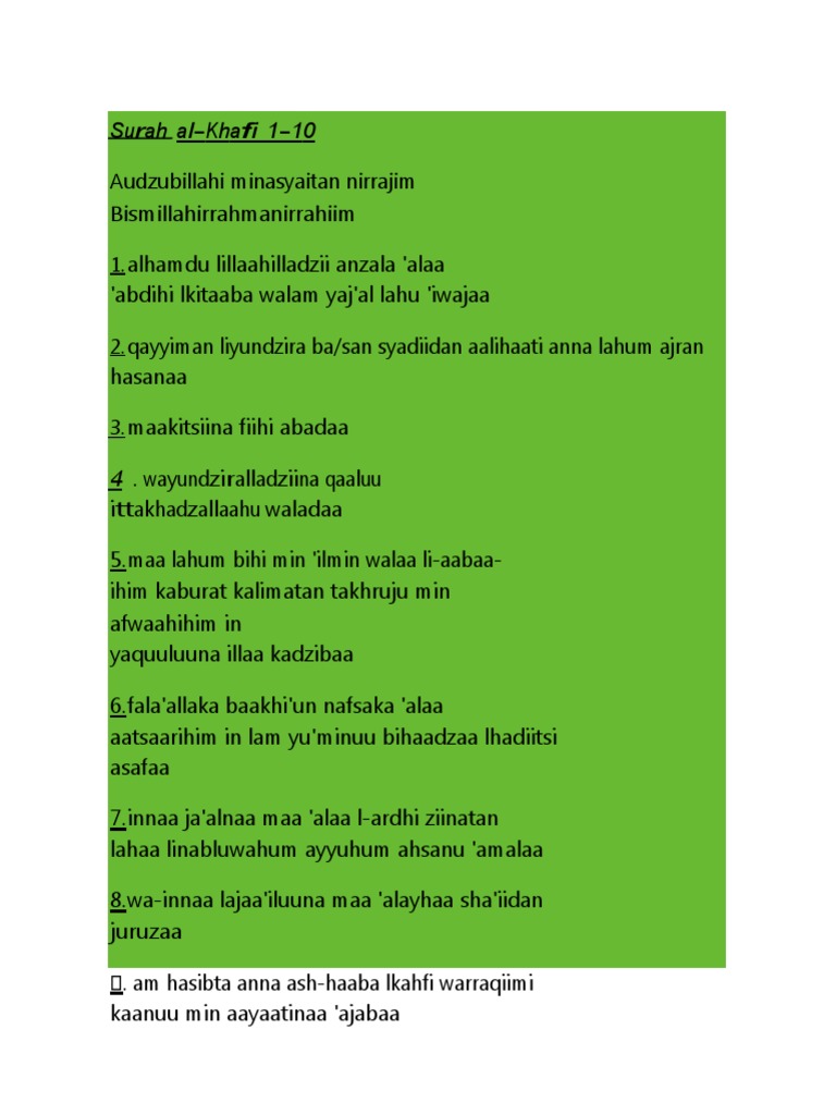 Surah Al Kahfi Rumi | PDF