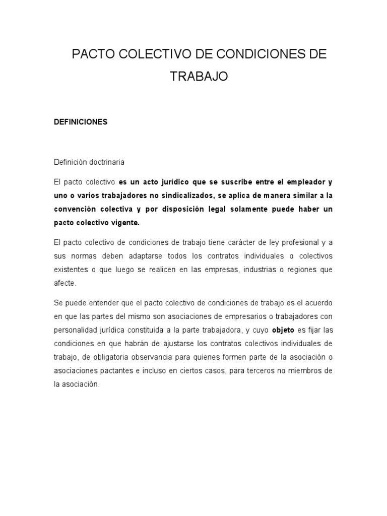 Pacto Colectivo de Condiciones de Trabajo | PDF | Sindicato | Empresas
