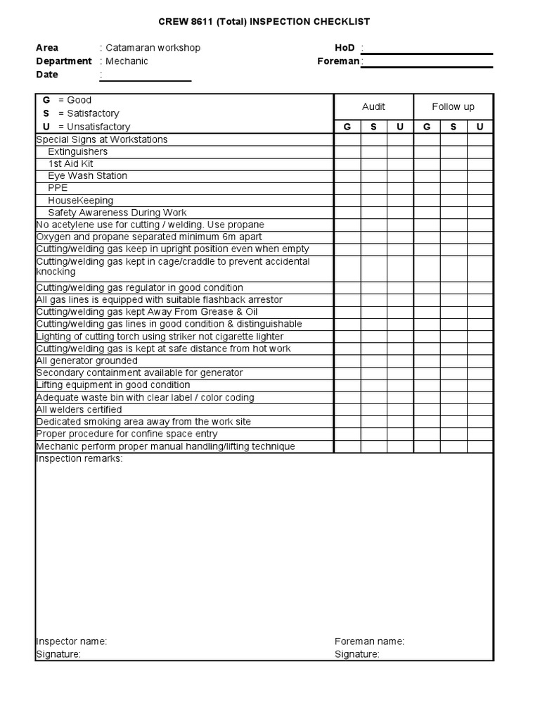 BGP 8611 Total Inspection Checklist v.1 | PDF | Leak | Electrical Connector
