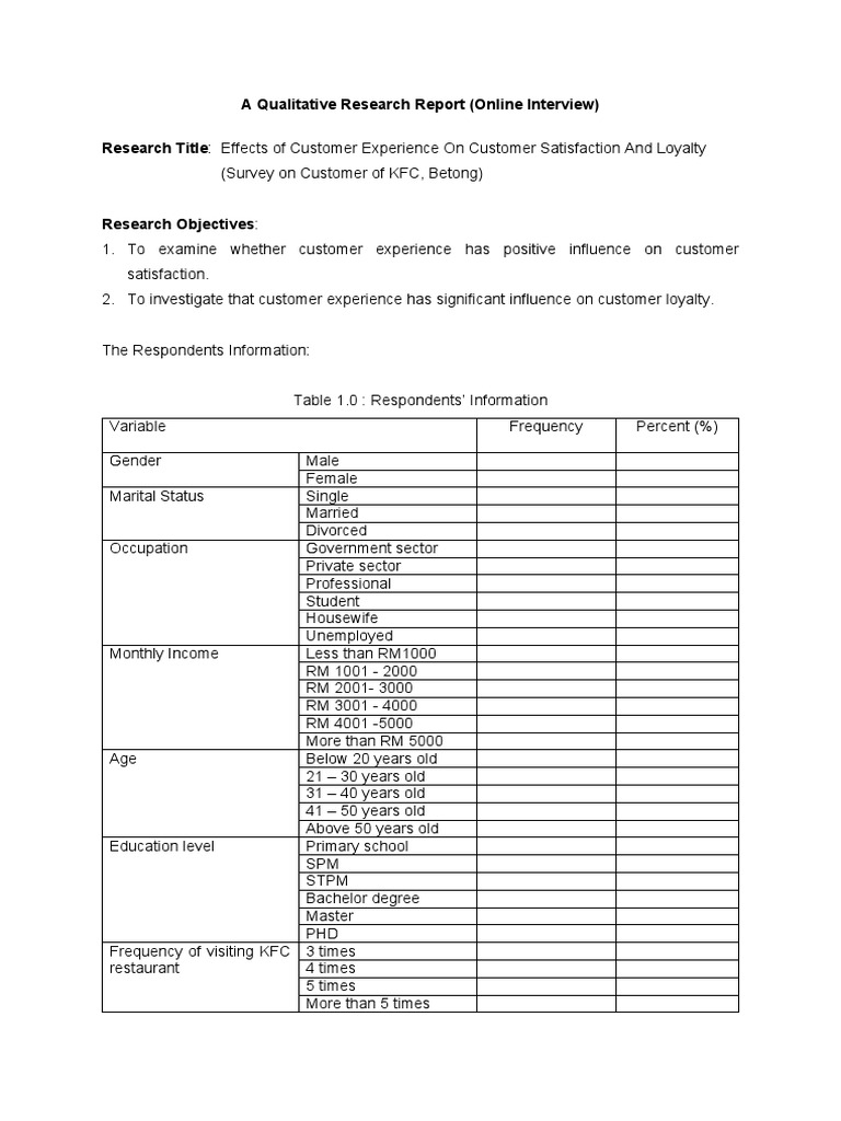 A Qualitative Research Report | PDF | Restaurants | Fast Food Restaurants
