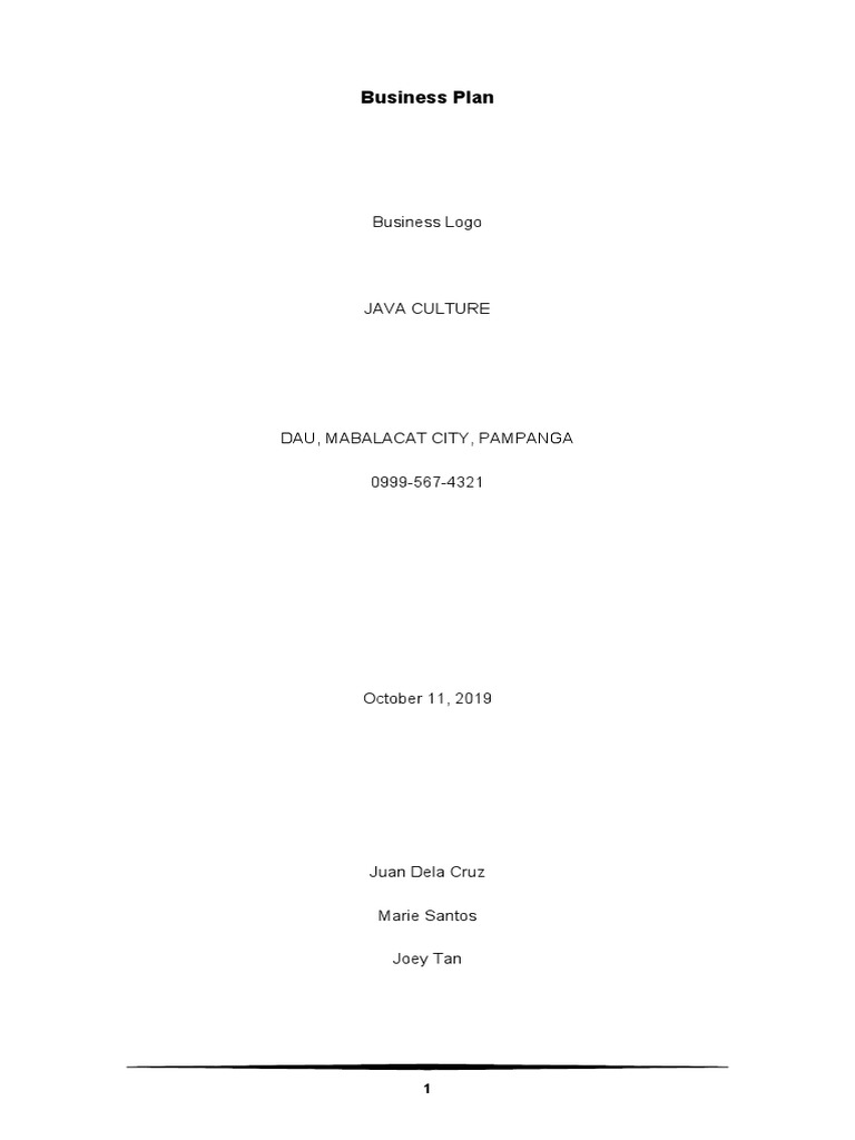 Business Plan Sample | PDF | Coffee | Drink