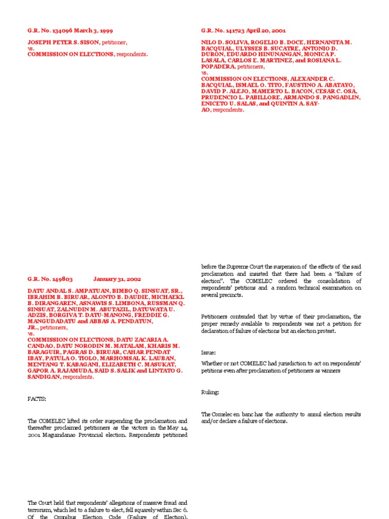 Part 10. Failure of Elections | PDF | Government Institutions ...