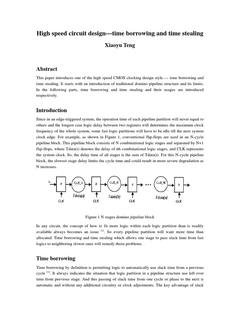 High-Speed CMOS Design: Time Borrowing & Stealing | PDF | Electrical ...