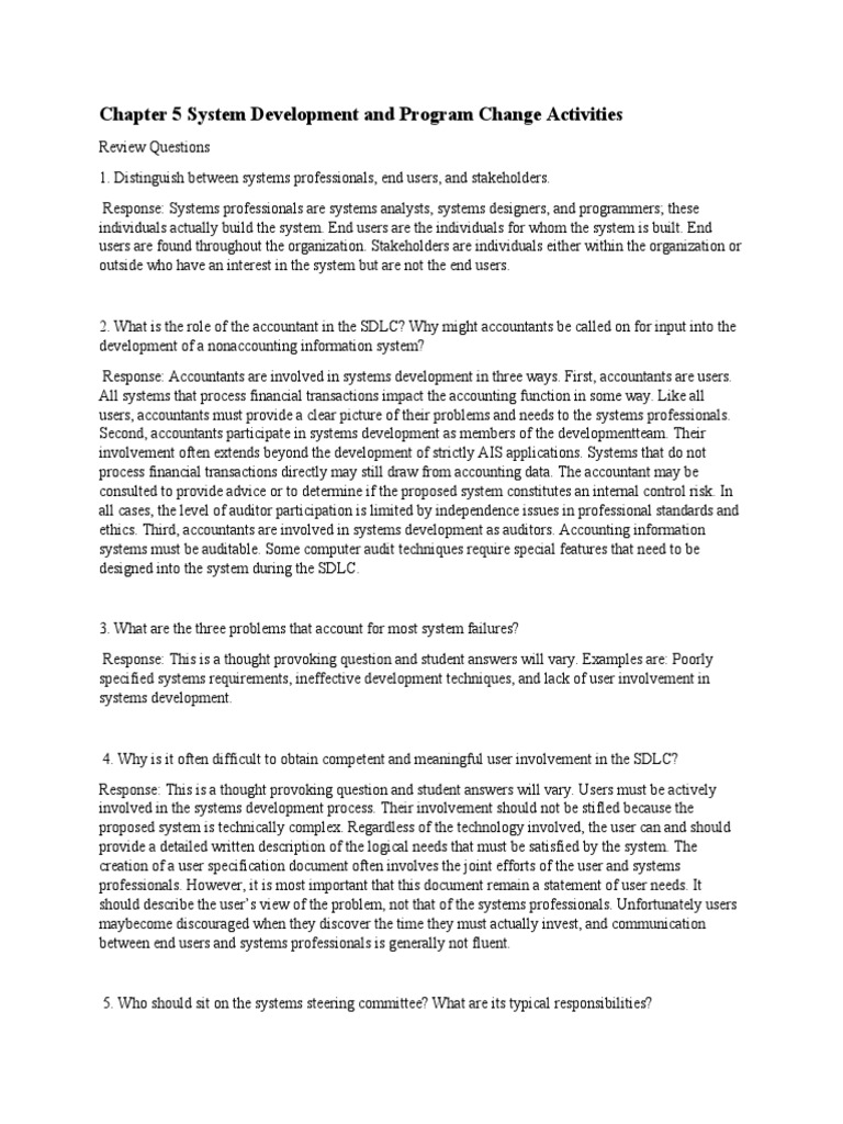 Chapter 5 System Development and Program Change Activities PT 1 | PDF ...
