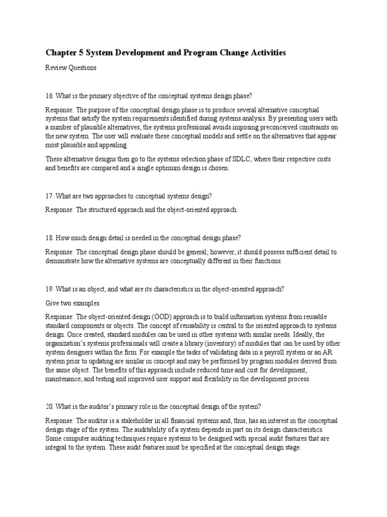 Review Questions Chapter 5 System Development | PDF | Audit | System