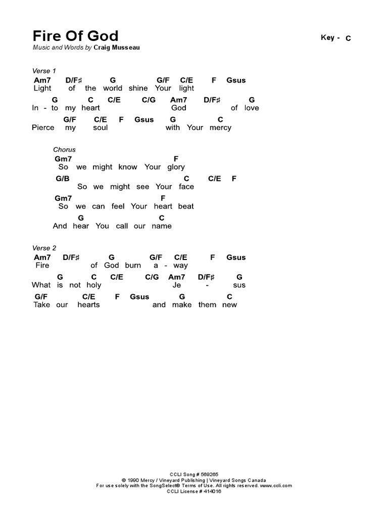 Fire-Of-God - Key of C Chords | PDF