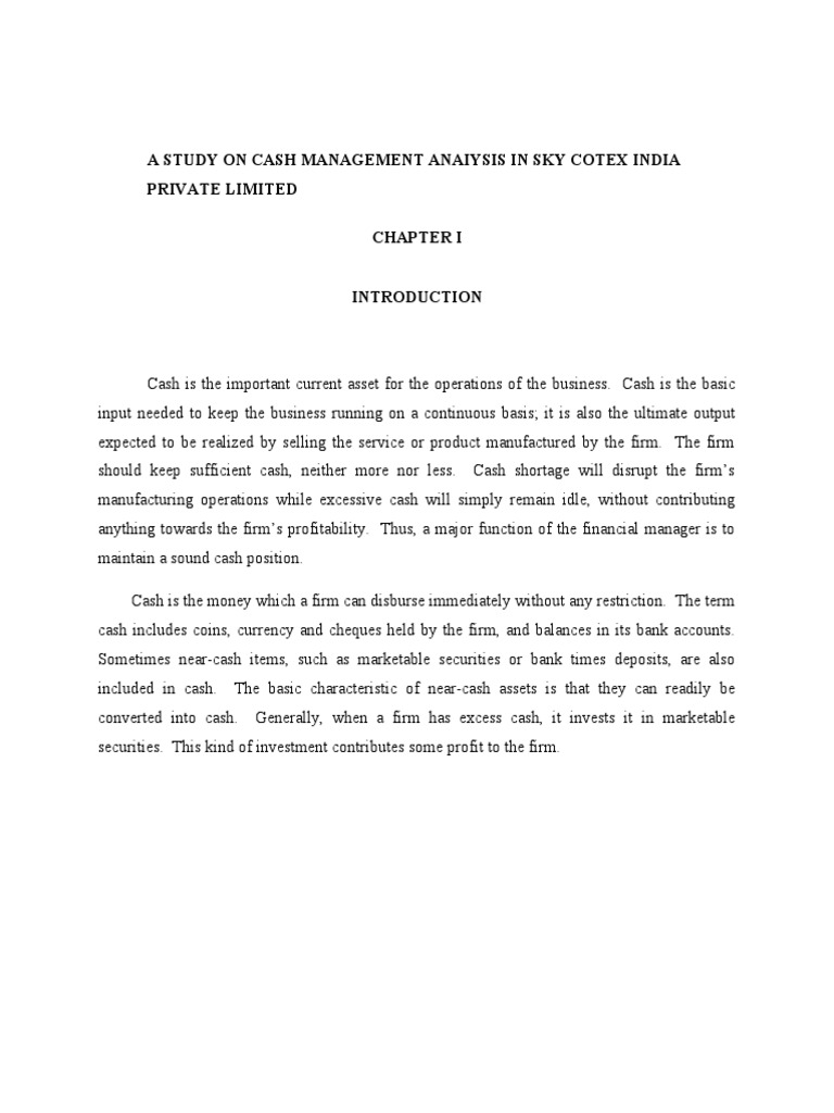 Cash Management Analysis in Sky Cotex | PDF | Cash | Interest