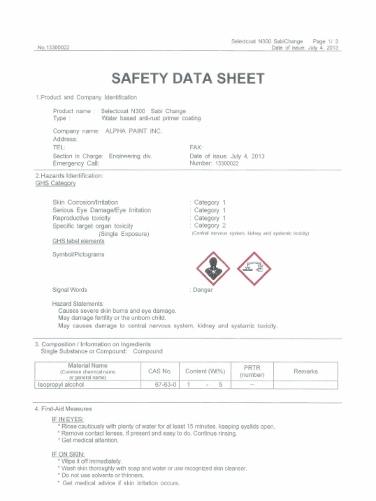 Alpha Paint - N-300 Safety Data Sheet | PDF