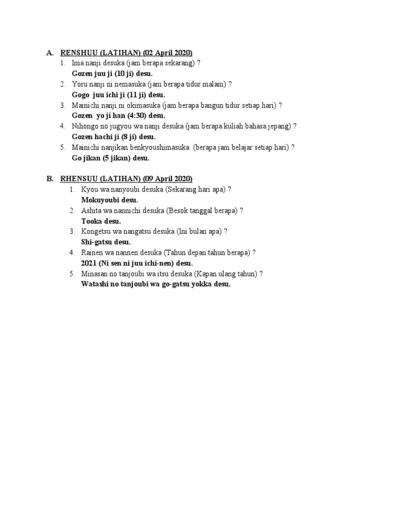 Soal Bahasa Jepang 3 | PDF