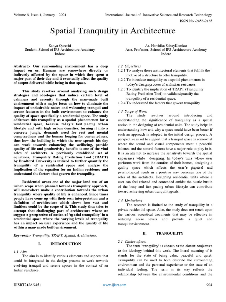 Spatial Tranquility in Indian Residences | PDF | Space | Sound