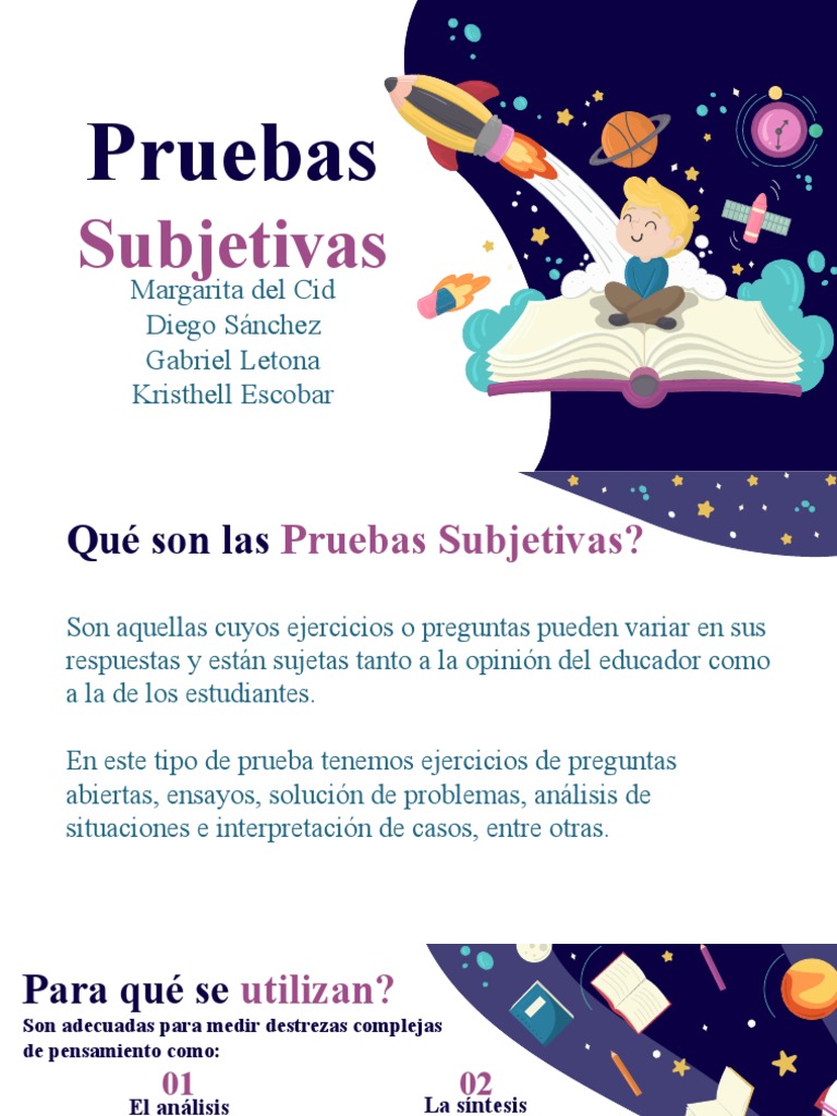 Presentación Pruebas Subjetivas | PDF | Evaluación | Ciencia cognitiva