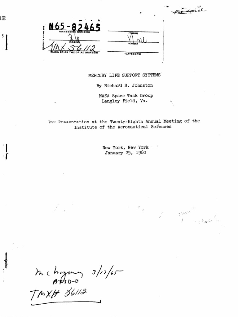 Mercury Life Support Systems | PDF | Project Mercury | Space Capsule