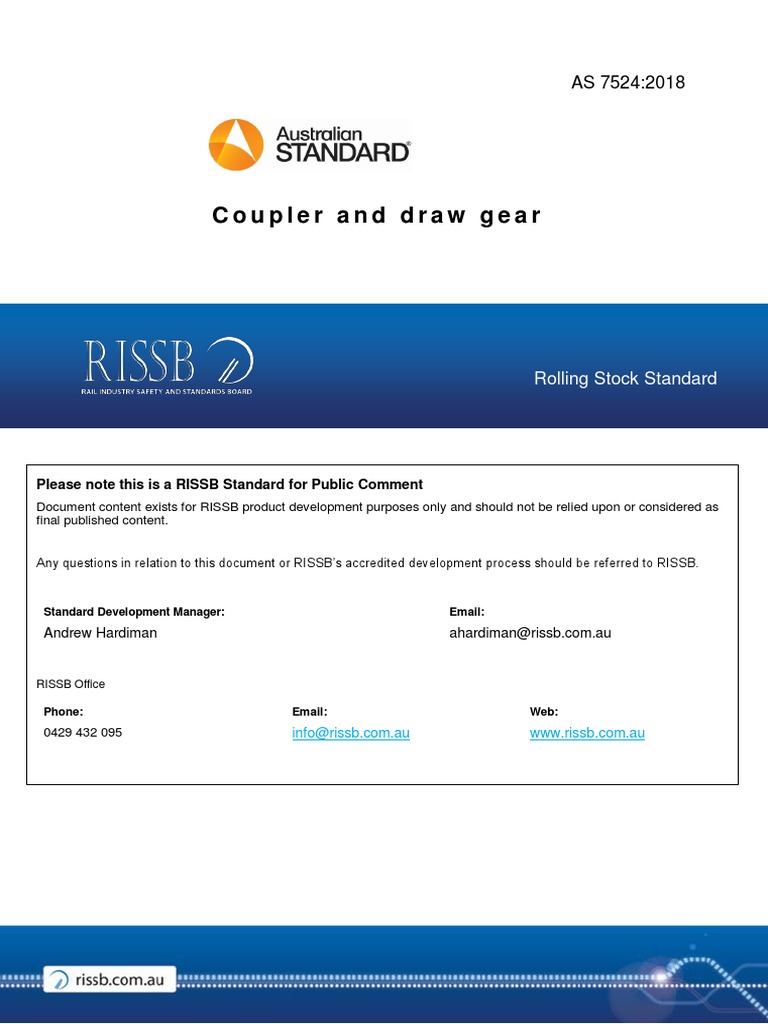 Coupler and Draw Gear: Rolling Stock Standard | PDF | Rolling Stock ...