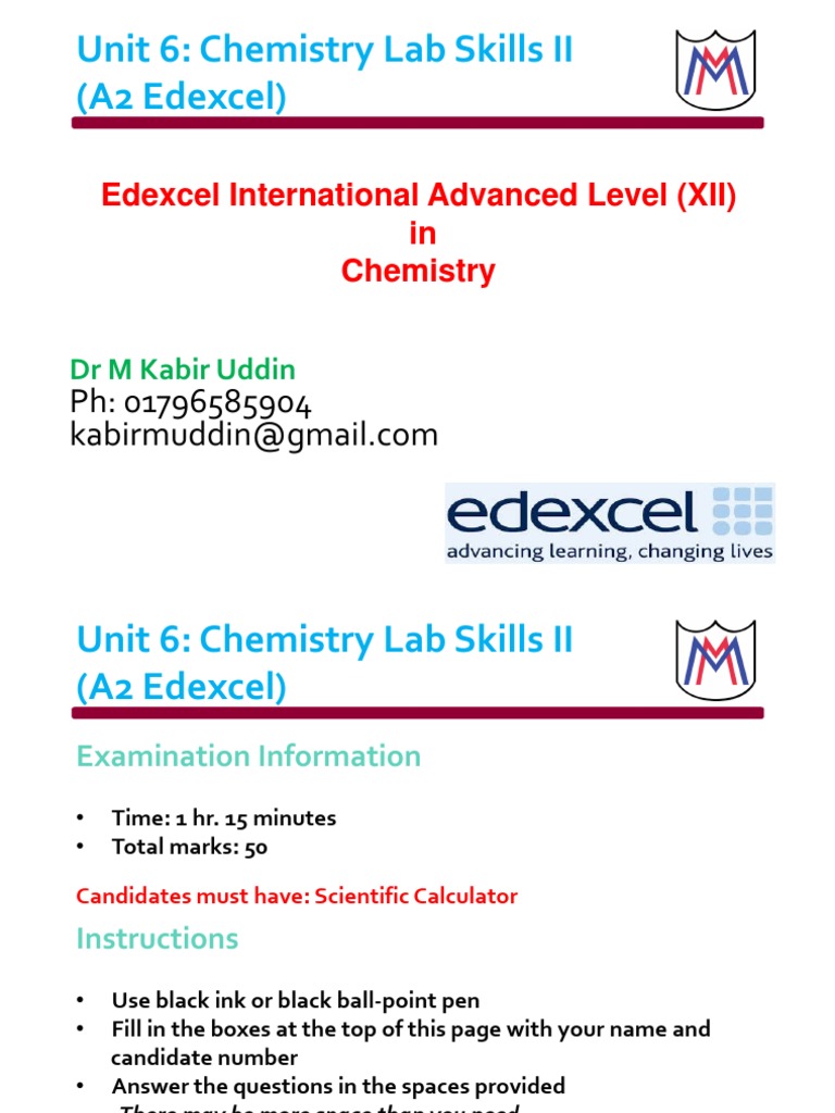 Unit 6: Chemistry Lab Skills II (A2 Edexcel) | PDF | Laboratories | Redox