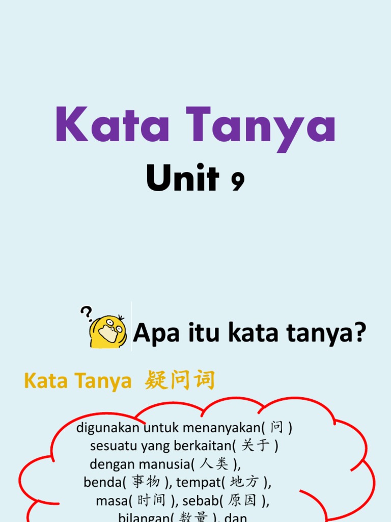 Nota Kata Tanya Unit 9 | PDF