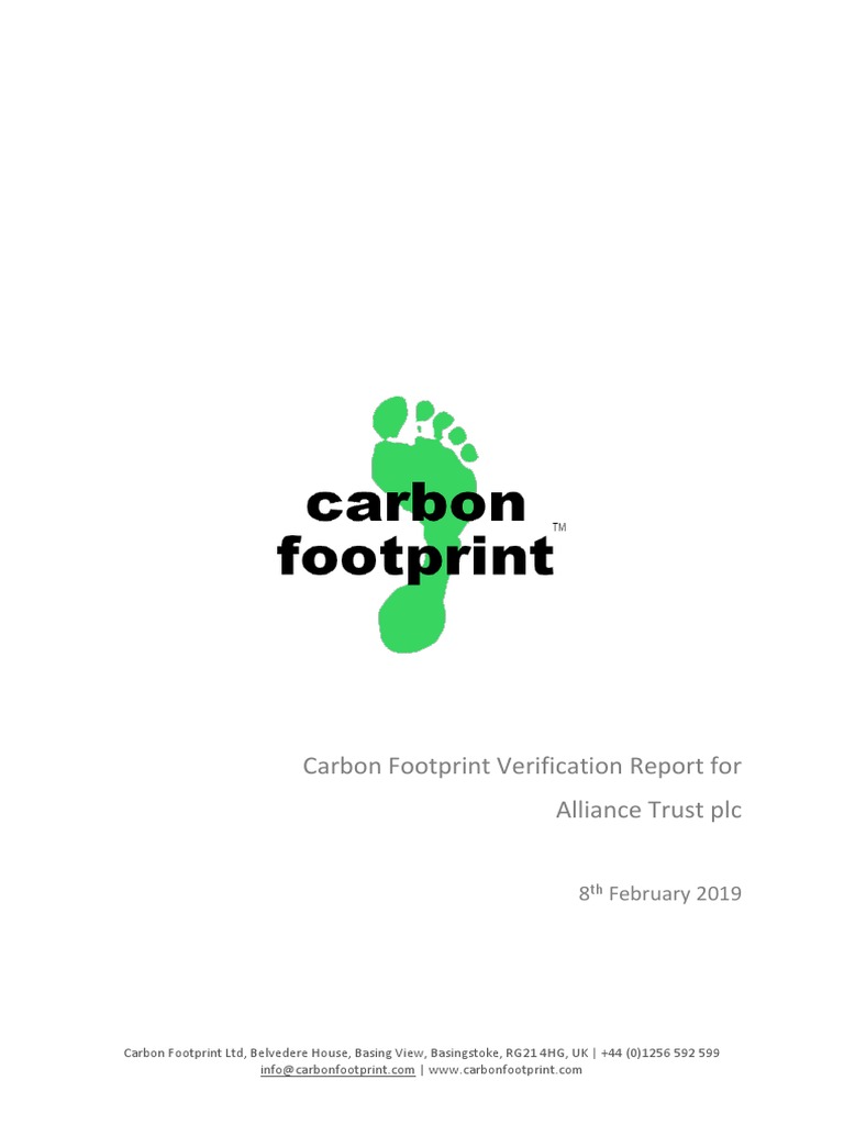 Carbon Footprint Verification Report For Alliance Trust PLC: 8 February ...