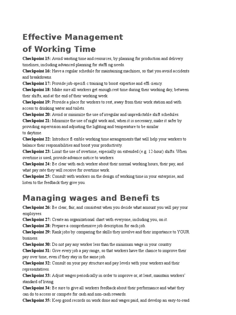 Managing Working Time and Wages to Improve Productivity and Worker Well ...