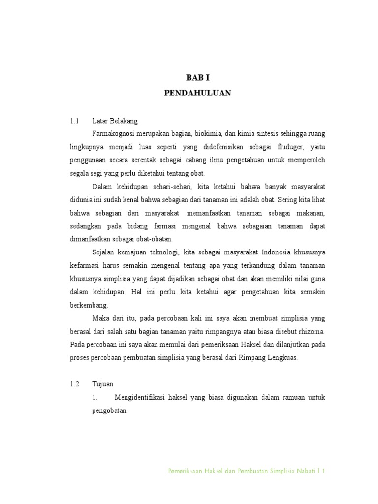 Pemeriksaan Haksel Dan Pembuatan Simplis | PDF | Griya & Taman | Kesehatan Holistik