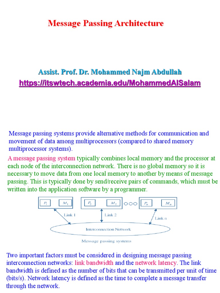 Message Passing Architecture | PDF | Message Passing Interface | Process (Computing)