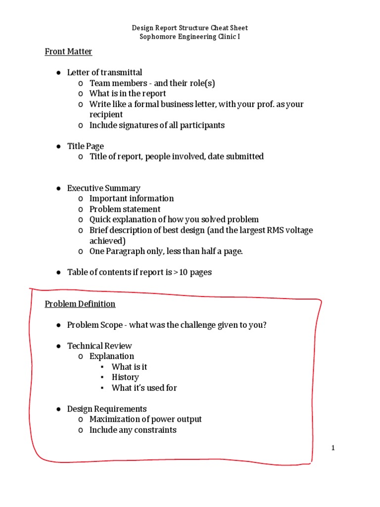 Design Report Cheat Sheet | PDF | Design | Science