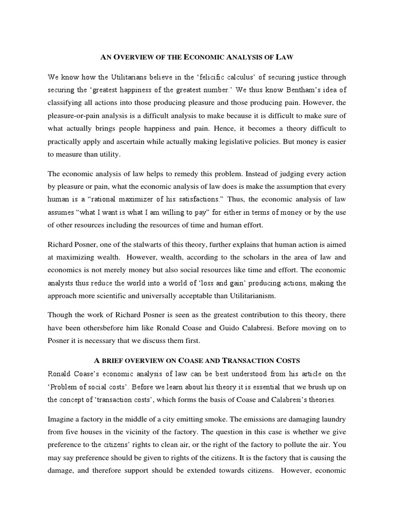 Economic Analysis of Law Explained | PDF | Utilitarianism | Pareto ...