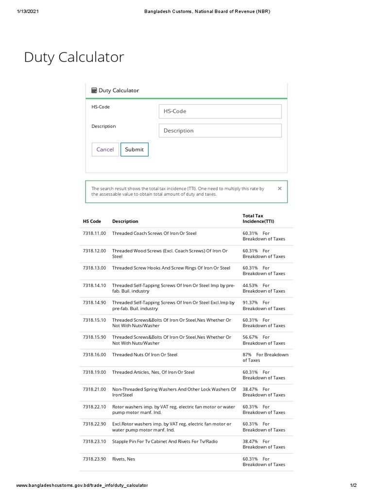 Bangladesh Customs, National Board of Revenue (NBR) 5 | PDF | Screw ...